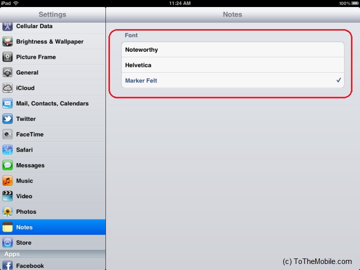 Change Fonts Of Note App In IPad IPhone IOS 5